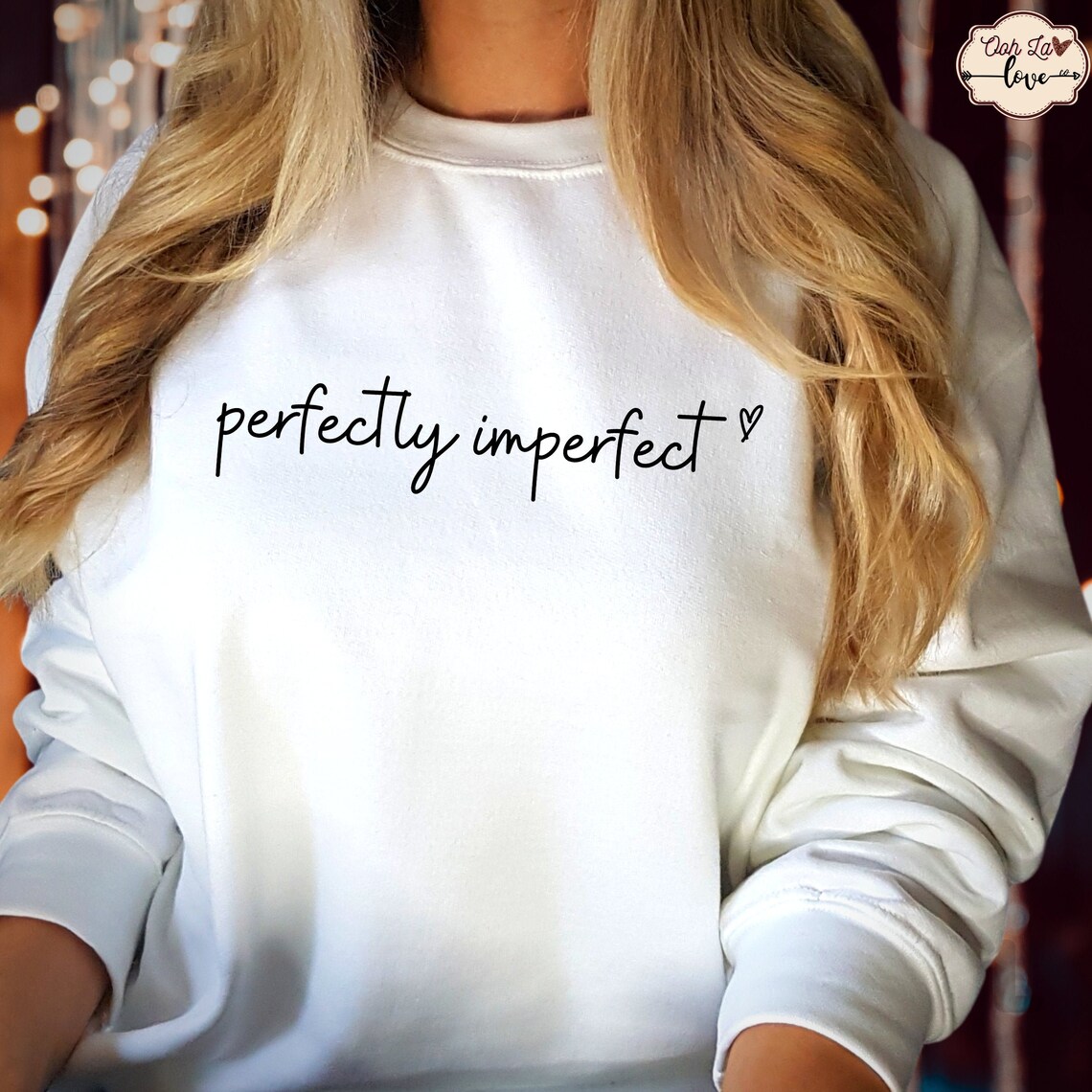 Perfectly Imperfect Sweatshirt Unisex Pullover Quote Sweater Black ...