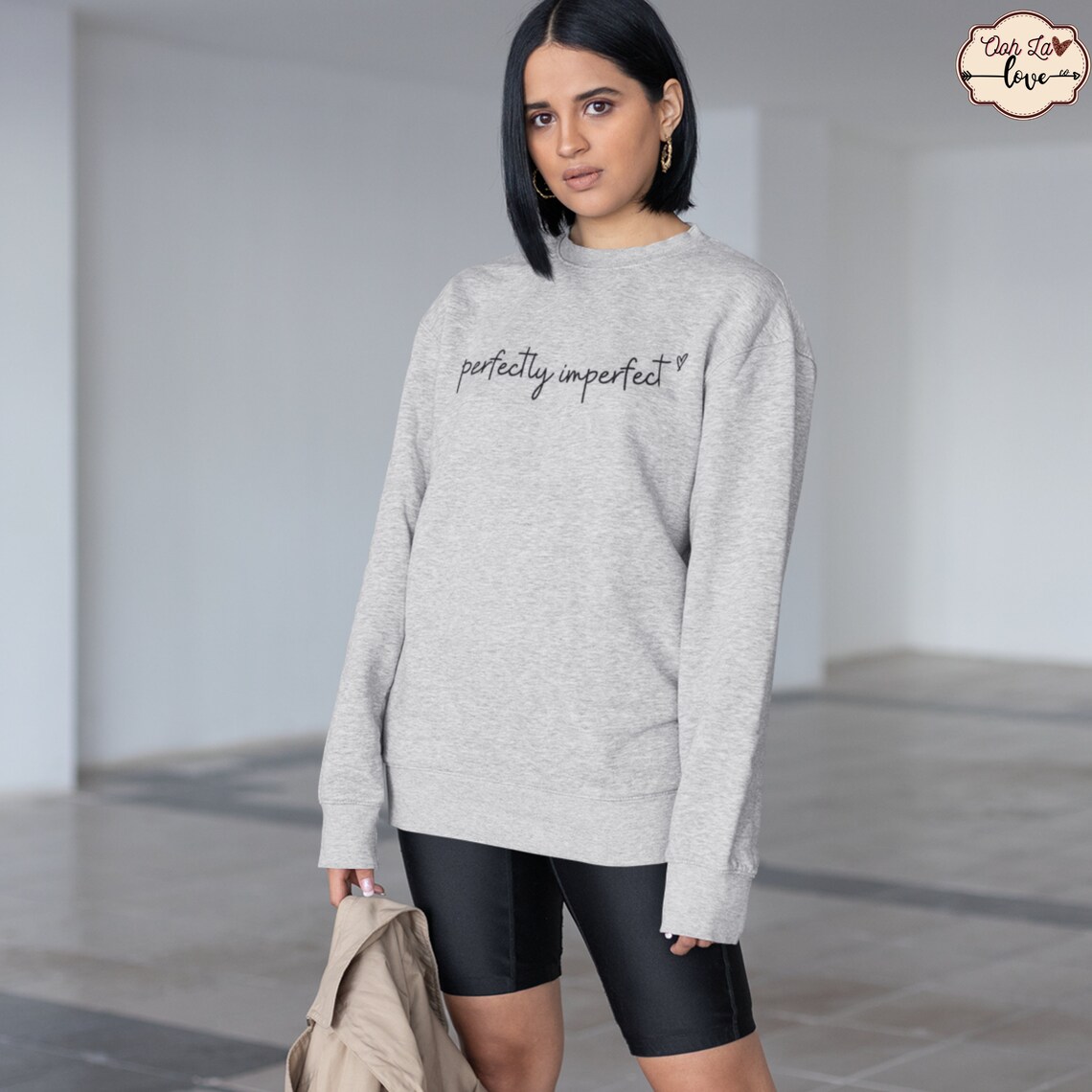 Perfectly Imperfect Sweatshirt Unisex Pullover Quote Sweater Black ...