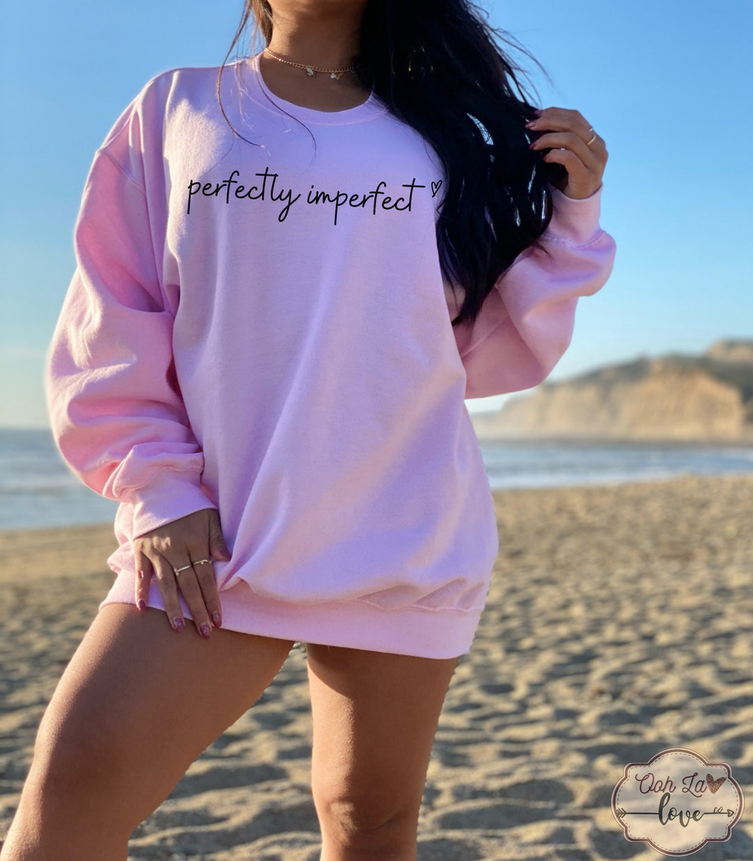 Perfectly Imperfect Sweatshirt Unisex Pullover Quote Sweater Black ...