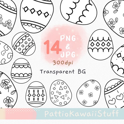 Easter Eggs Digital Stamps | Etsy