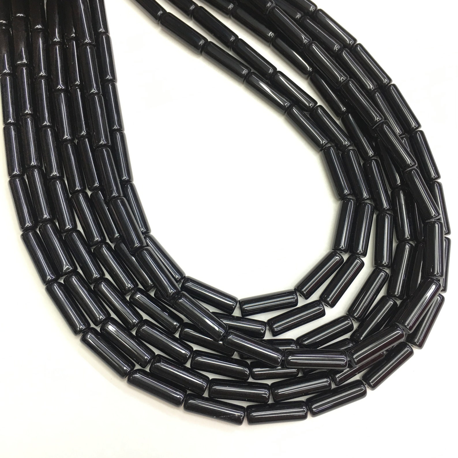 4x13mm Natural Black Onyx Round Shape Small Beads Tube Stone | Etsy