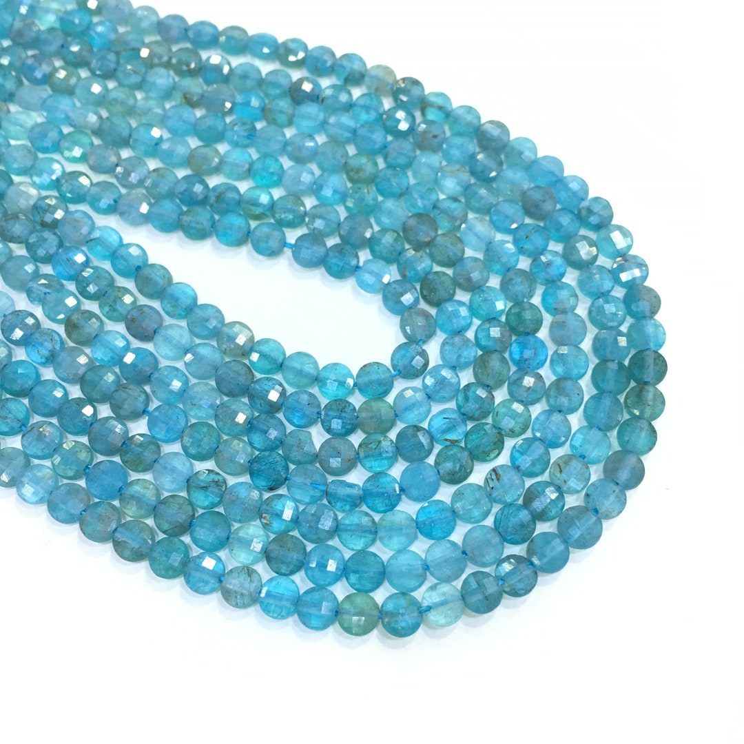 Blue Quartz Beads Natural Faceted Coin Genuine Gemstone Loose Spacer ...