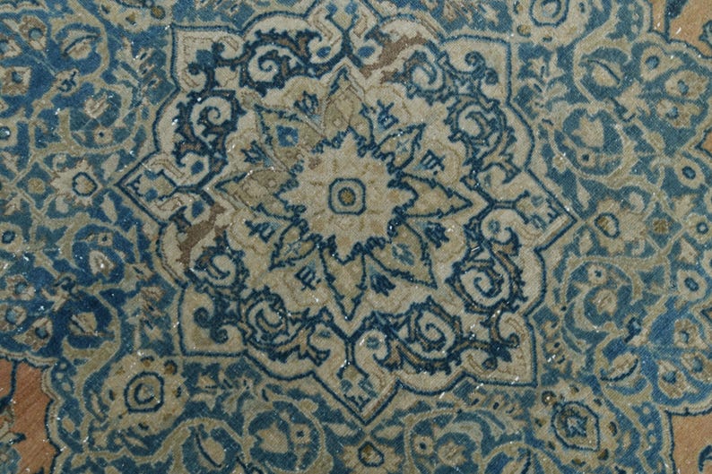 Vintage Turkish Moroccan Style Rug: Hand-knotted Wool Orange Floral ...