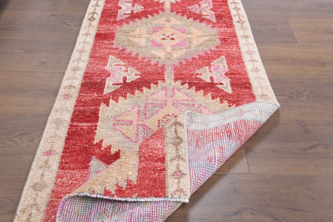 2.1x6.7 PINK RUNNER RUG, Turkish Rug, Vintage Rug, Wool Rug, Oushak Rug ...