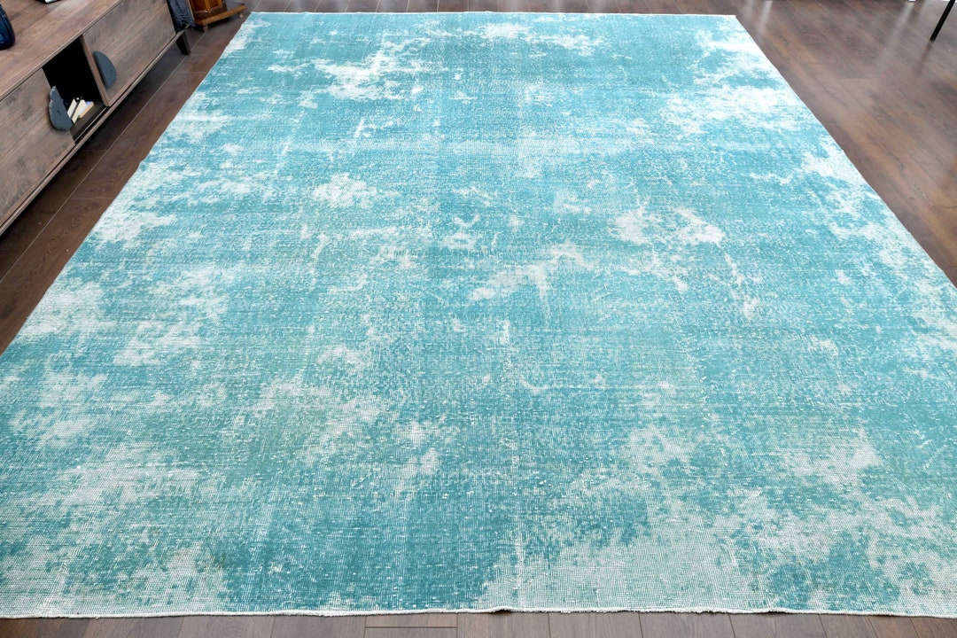 9'7x12 Ft, TURKISH VINTAGE RUG, Living Room Decor, Turquoise Blue Rug ...