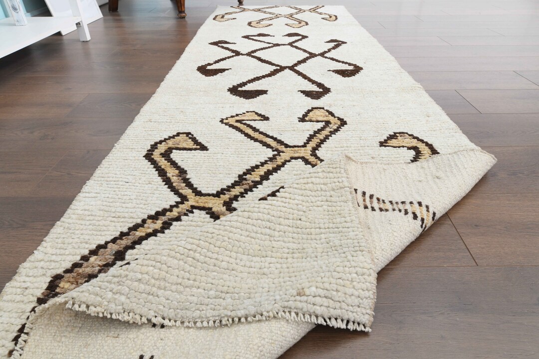 2'9x9'5 Ft, BOHEMIAN, Beige Brown Runner, Turkish Runner Rug, Vintage ...