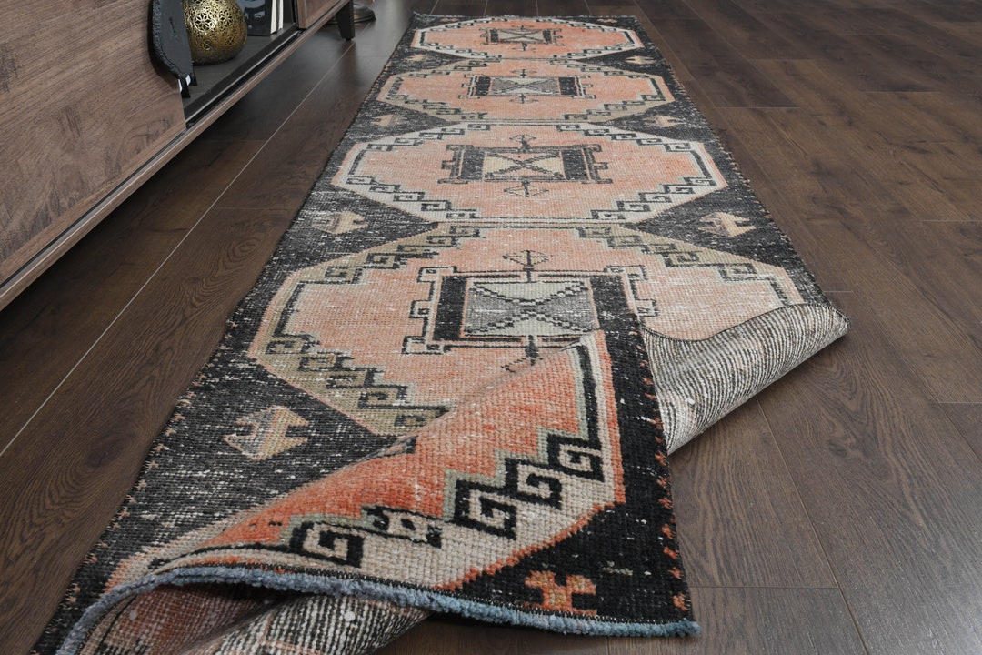 2'5x9'7 Ft, ORANGE, Stair Runner, Turkish Rug Runner, Faded Rug ...