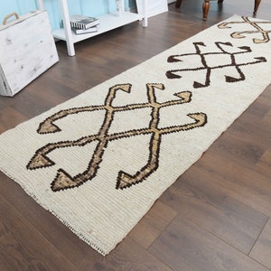 2'9x9'5 Ft, BOHEMIAN, Beige Brown Runner, Turkish Runner Rug, Vintage ...