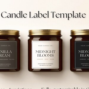 Modern Candle Label Template, Minimalist and Elegant DIY Design ...