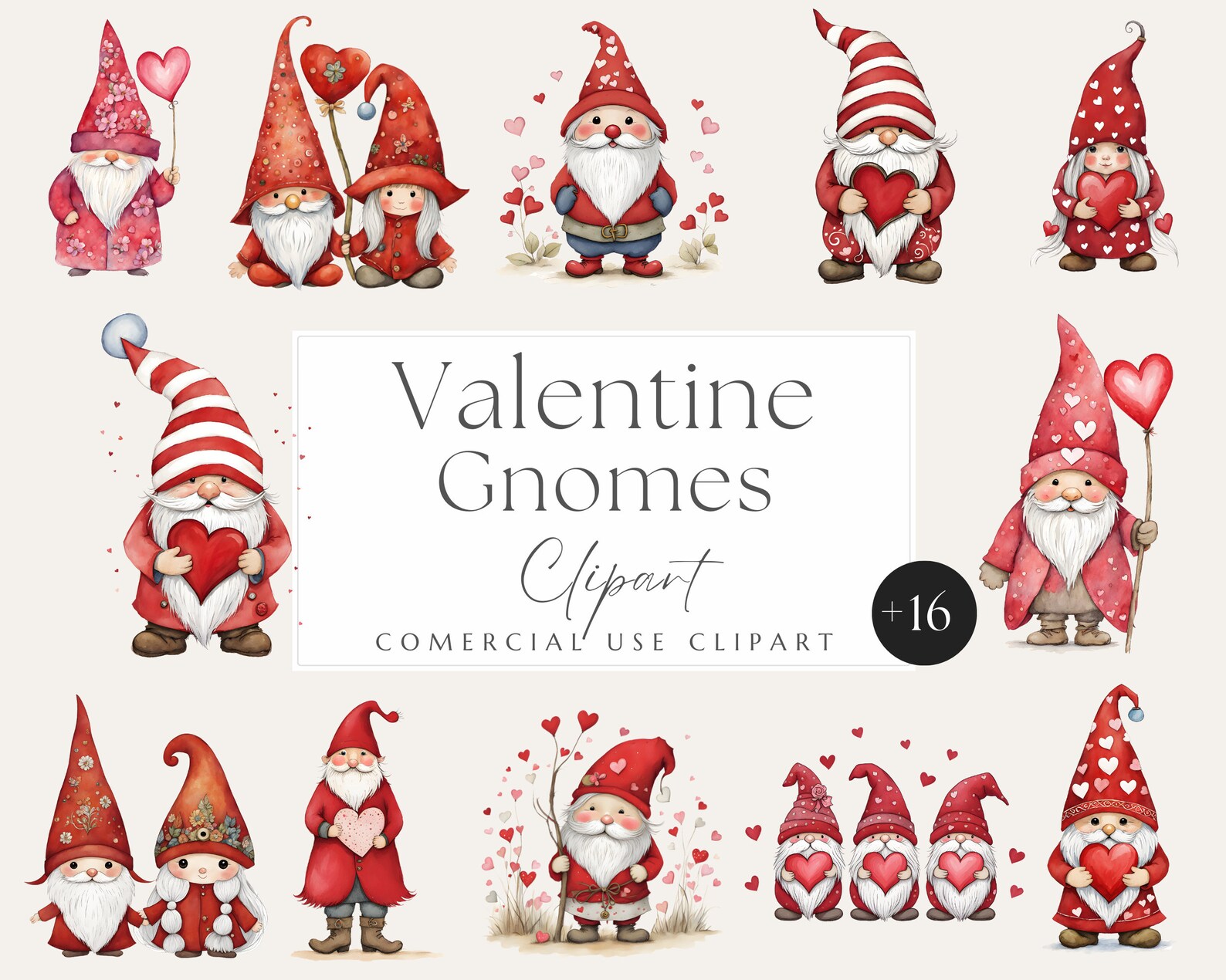 Valentine Gnomes Clipart, Valentines Day Clipart, Gnomes PNG, Valentine ...