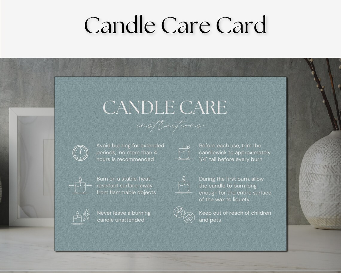 Candle Care Card Template, Editable Care Instructions, Safety Card ...