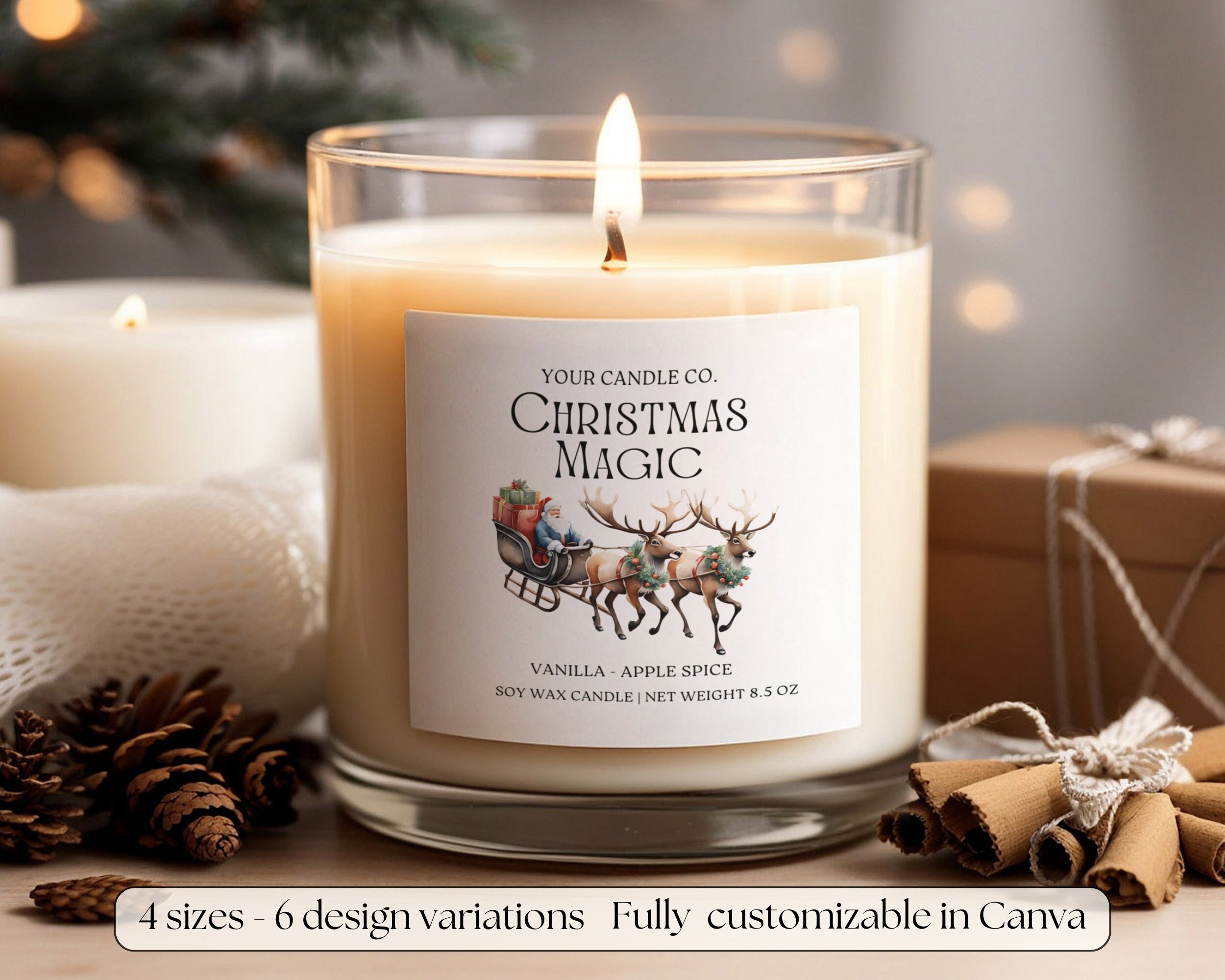 Christmas Candle Label Template, Holidays Candle Label, Winter Candle ...