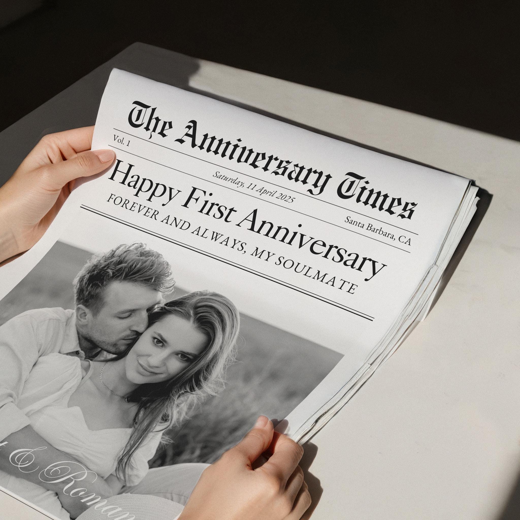 Couple Anniversary Newspaper Template, Customizable Love Story (digital ...