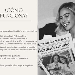 Spanish Mothers Day Newspaper Template, Printable Card (digital ...
