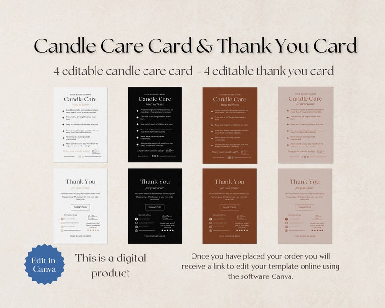 Editable Candle Care Card Template Candle Care Instructions - Etsy