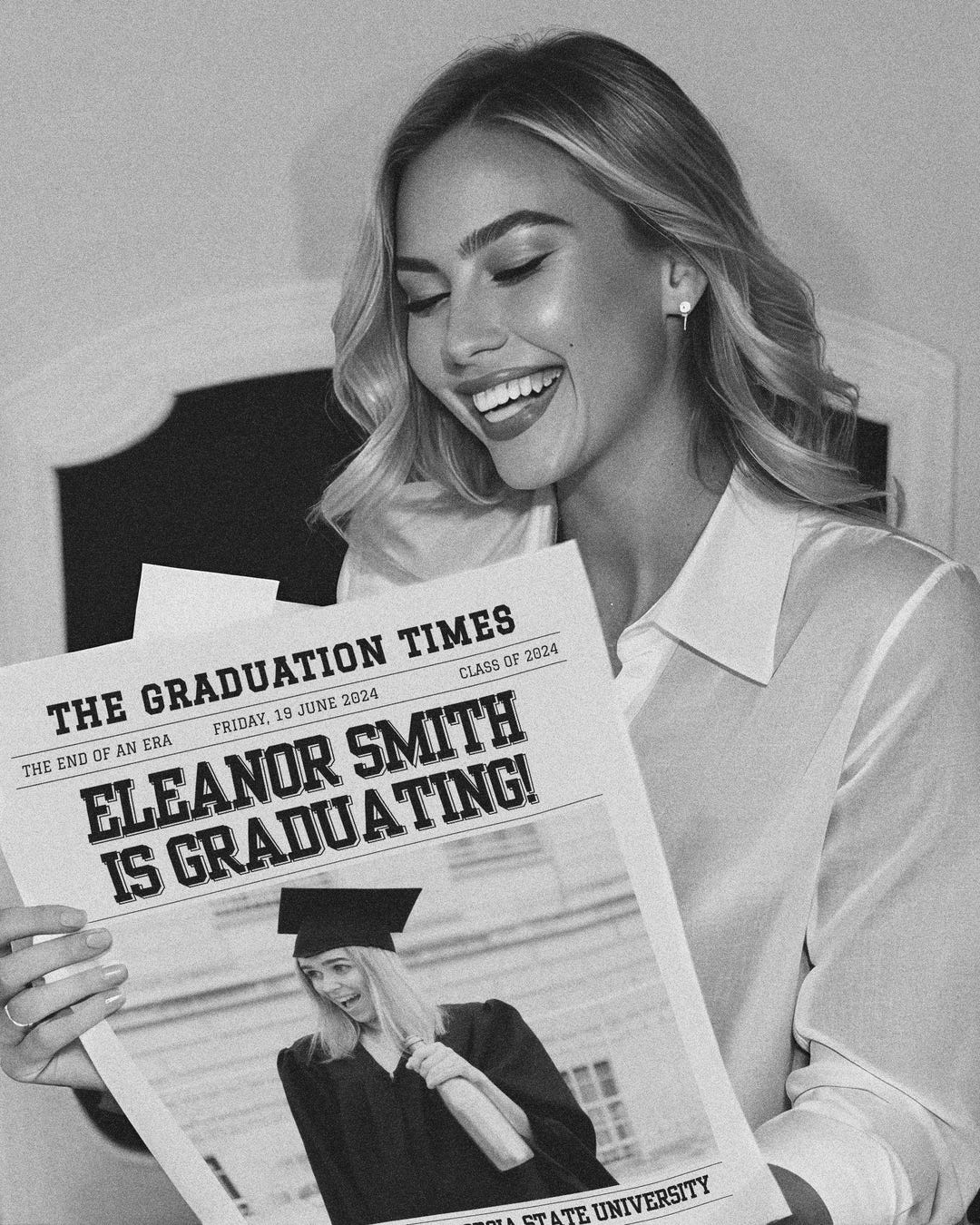 Graduation Newspaper Template, Newspaper Graduation Announcement, Class ...