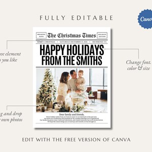 Christmas Newspaper Template, Newspaper Christmas Card, Holiday Card ...