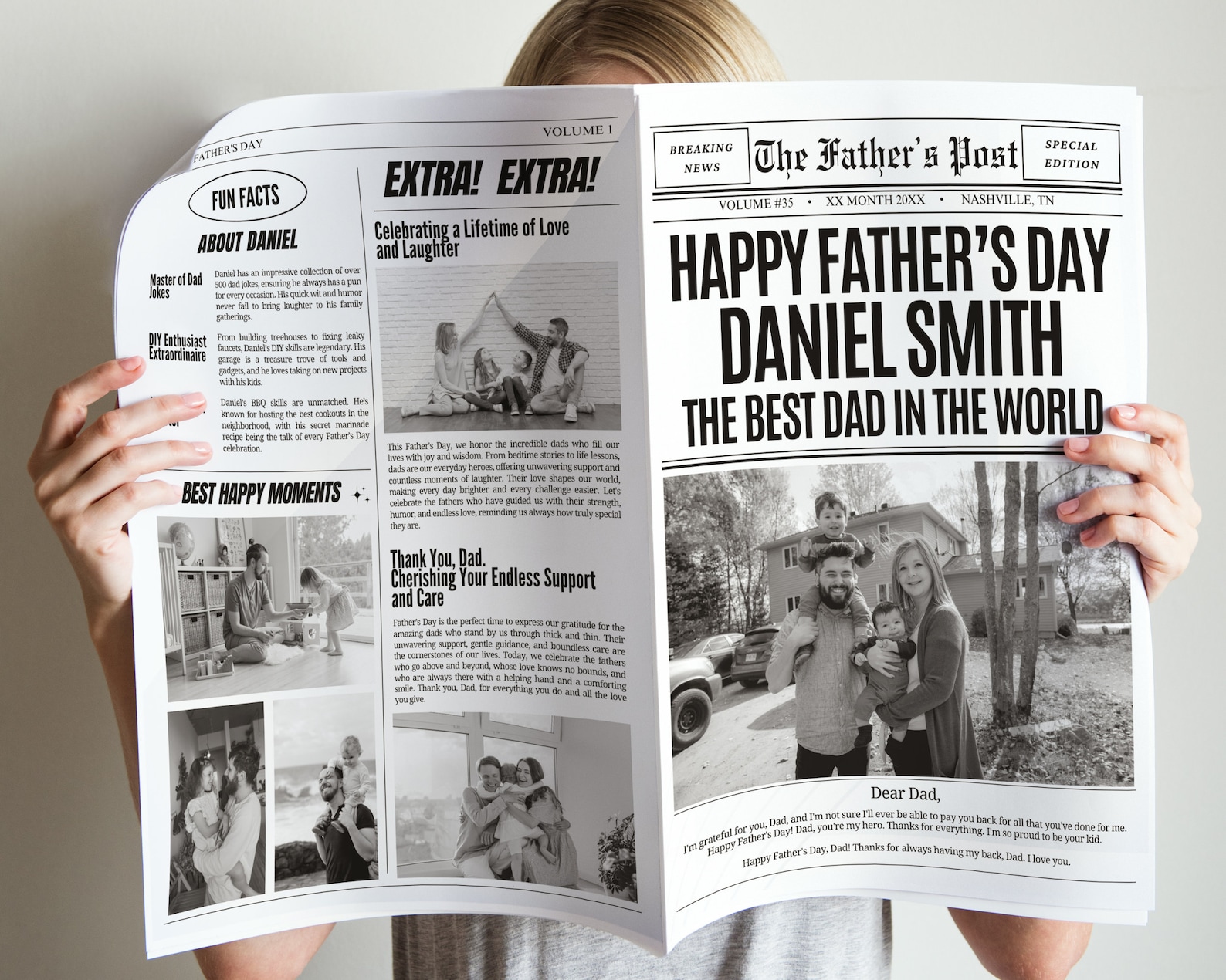 Fathers Day Newspaper, Personalized Gifts for Dad, Gift From Daughter ...