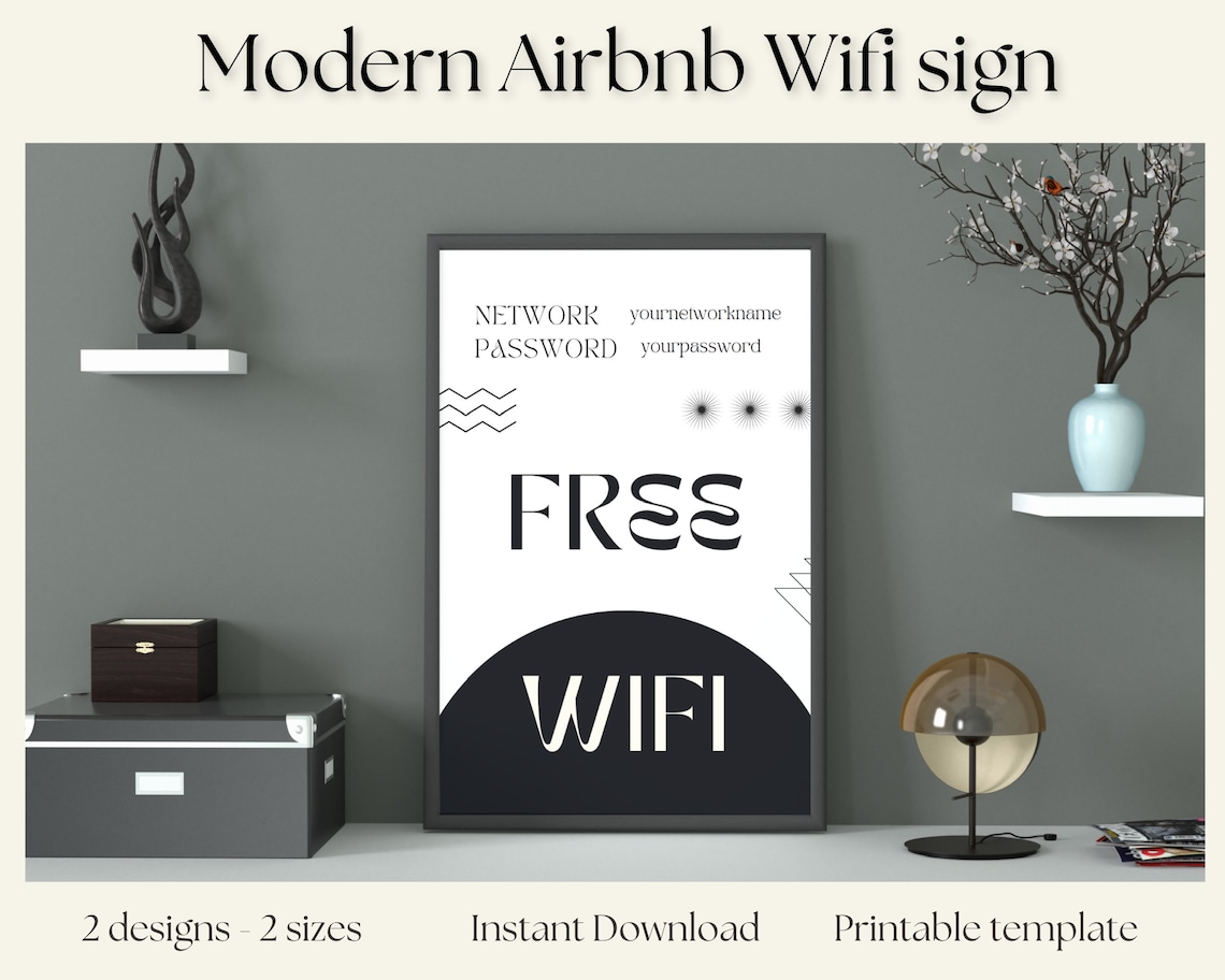 Modern WIFI Password Sign Template Airbnb Wifi Sign Wifi - Etsy