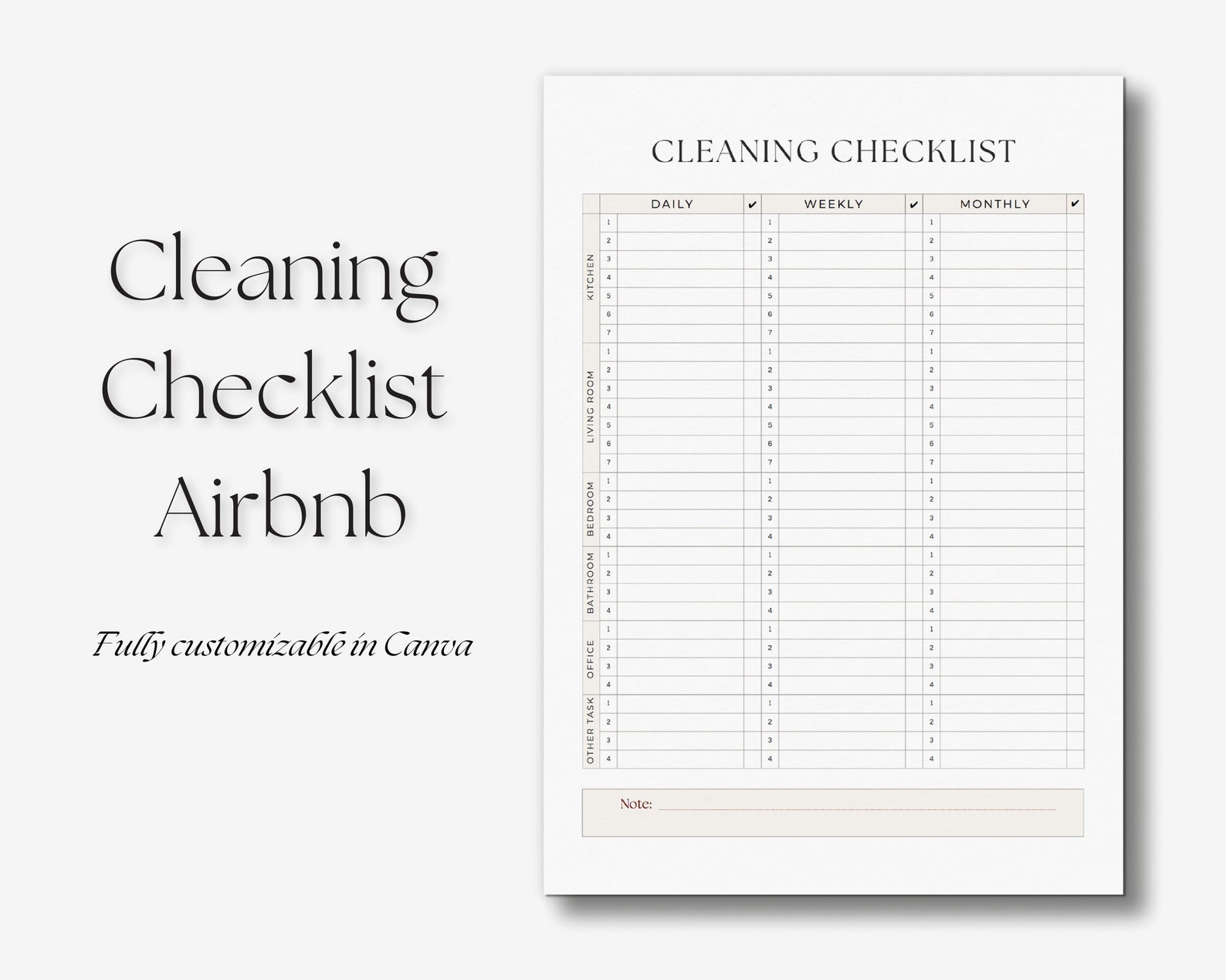 Airbnb Cleaning Checklist, Editable Cleaning Checklist, Housekeeping ...