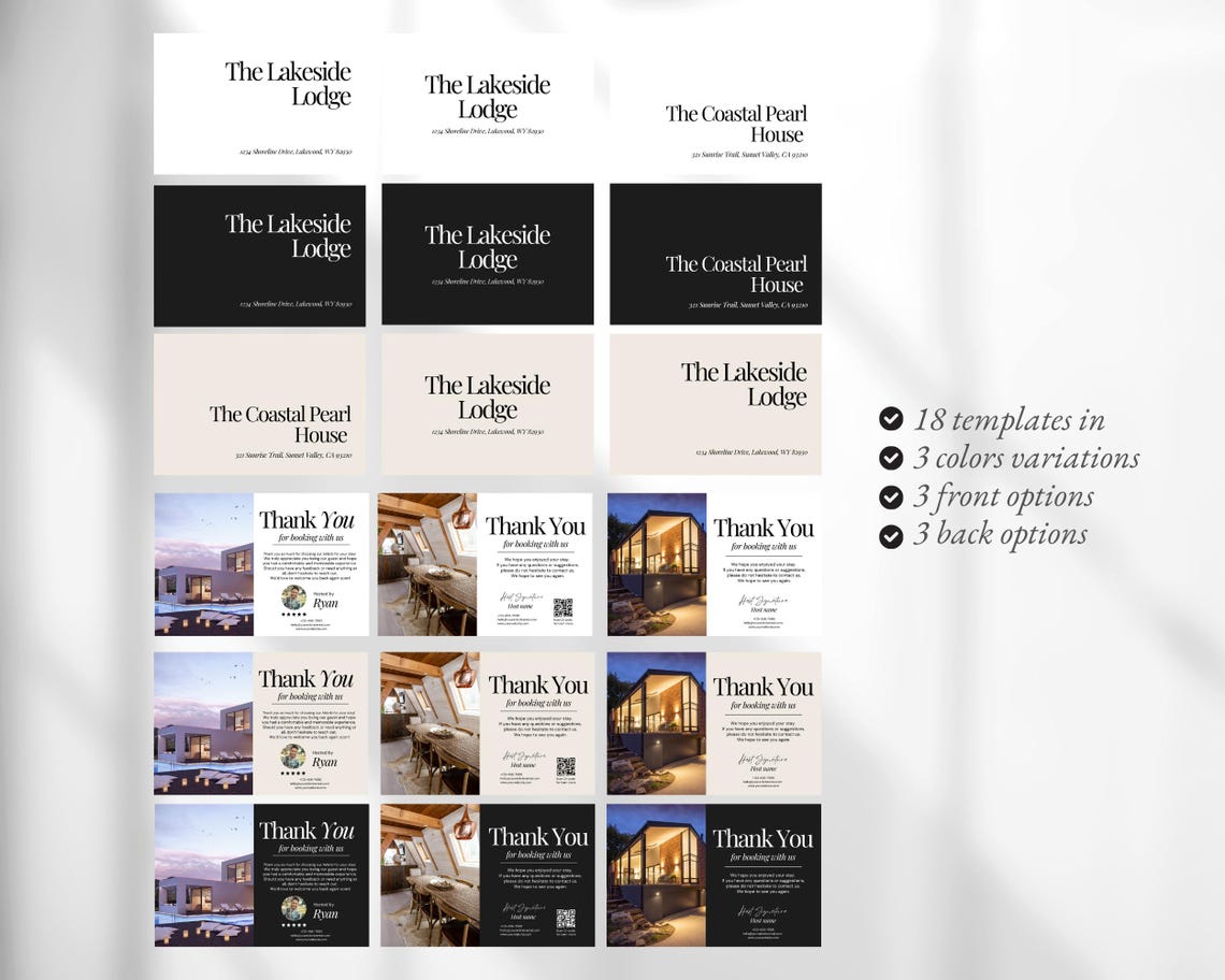 Modern Airbnb Host Thank You Card: Editable Canva Template - Etsy