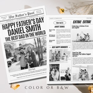 Fathers Day Newspaper, Personalized Gifts for Dad, Gift From Daughter ...