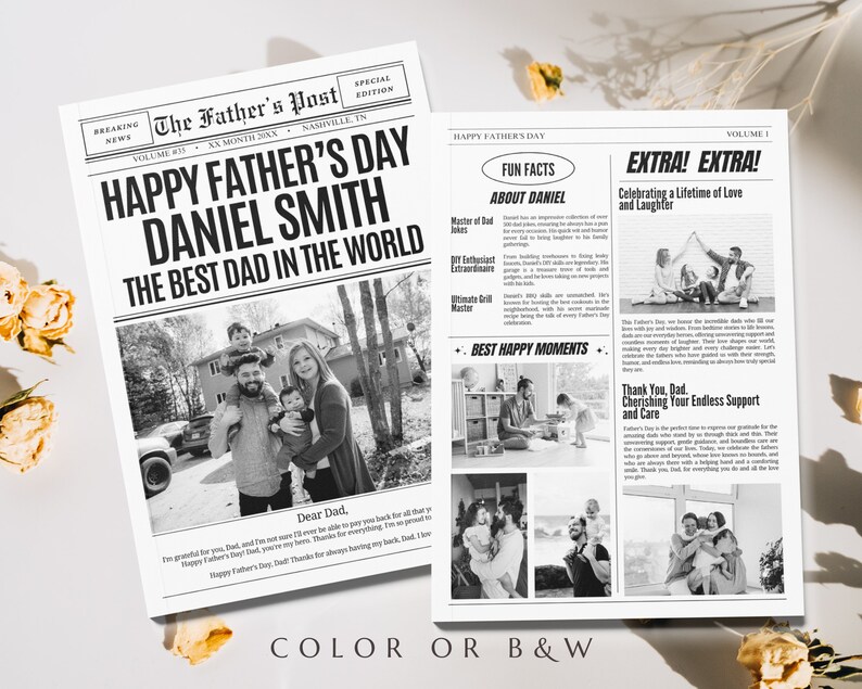 Fathers Day Newspaper, Personalized Gifts for Dad, Gift From Daughter ...