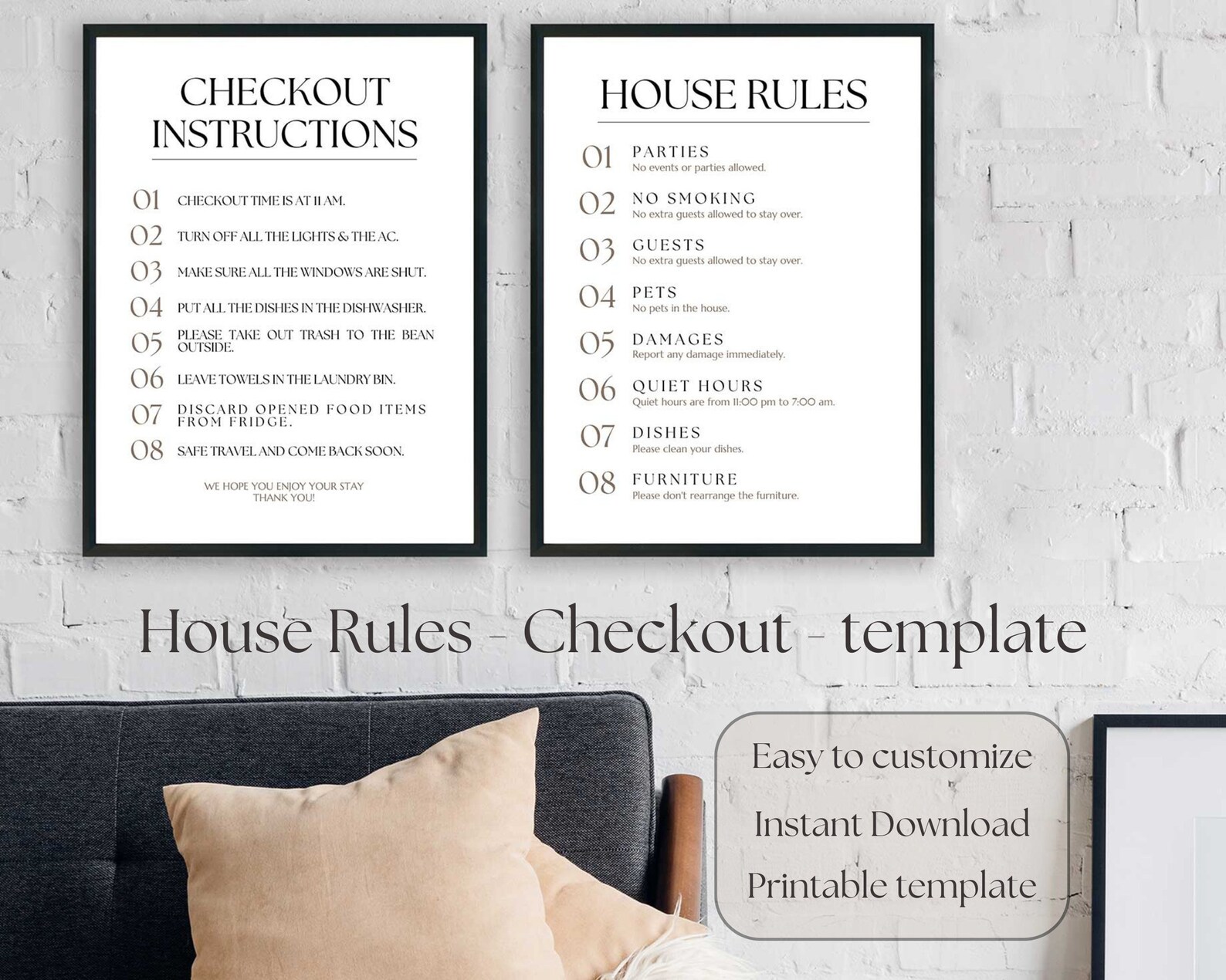 Airbnb House Rules Check Out Sign, Airbnb Check Out Instructions ...