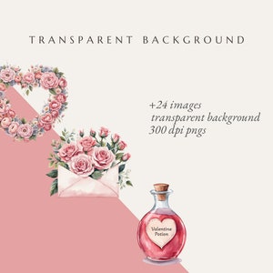 Boho Valentine Clipart, Valentines Day Clipart, Pink Watercolor ...