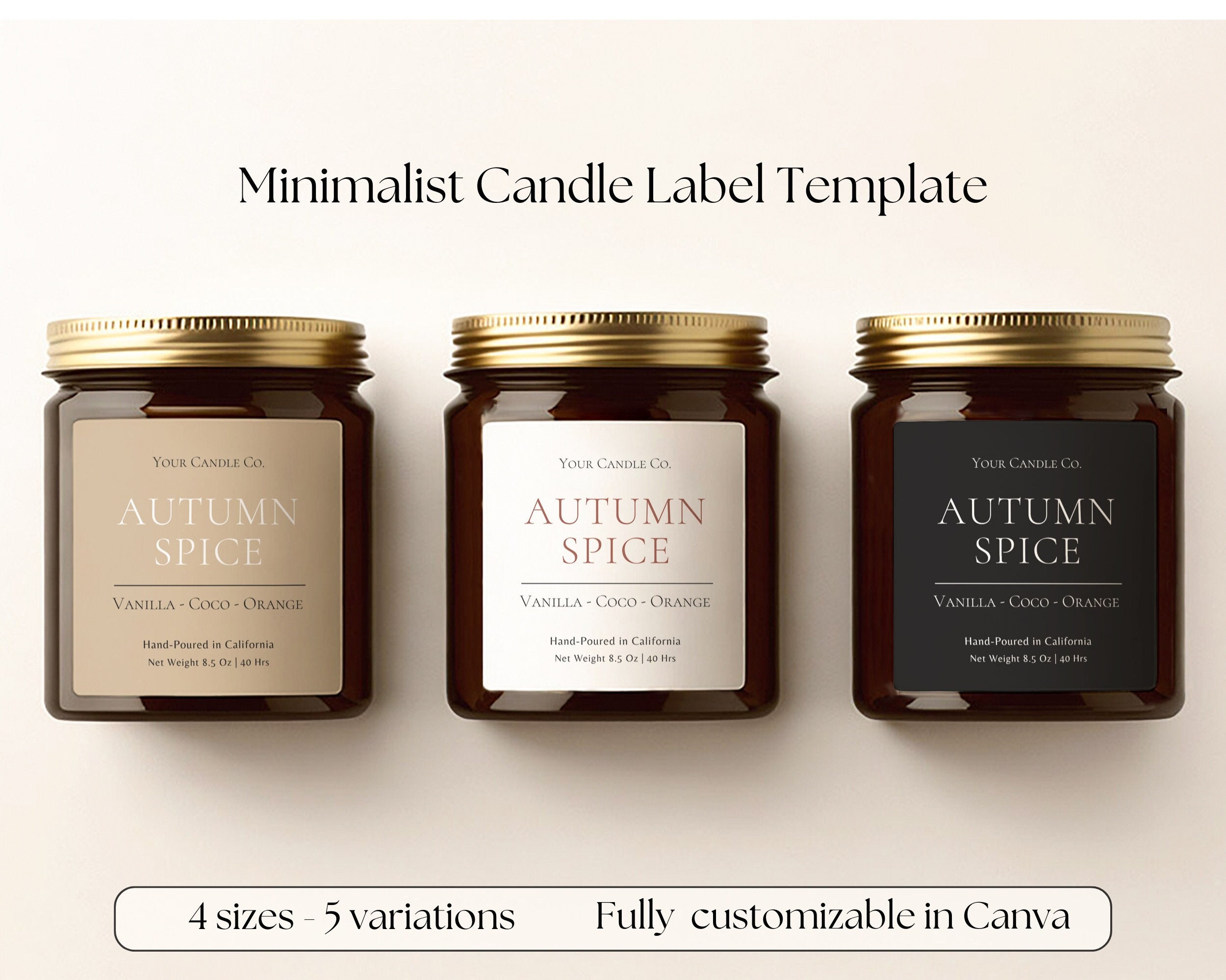 Elegant Candle Label Template, Modern Candle Label, Custom Candle ...