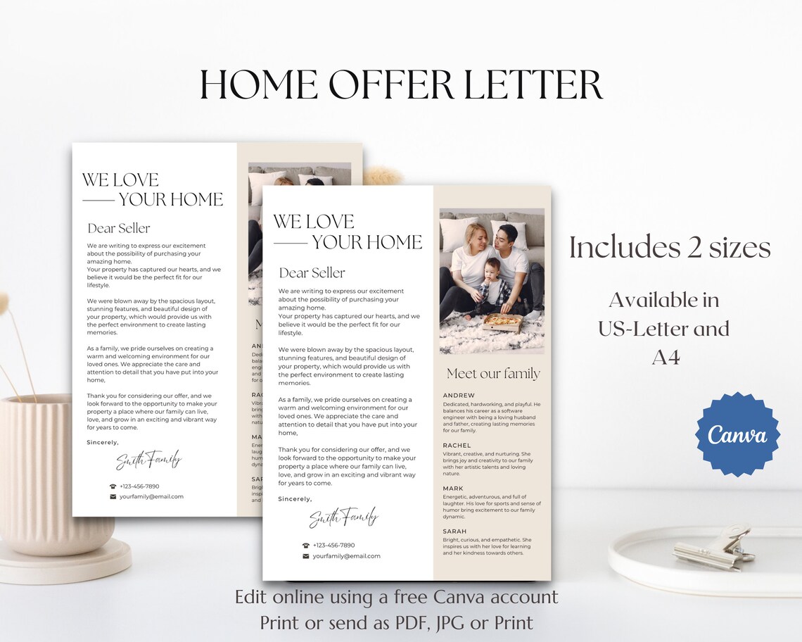 Home Offer Letter We Love Your Home Letter to Seller Home - Etsy