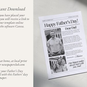 Fathers Day Newspaper Template, Personalized Gifts for Dad, Gift From ...