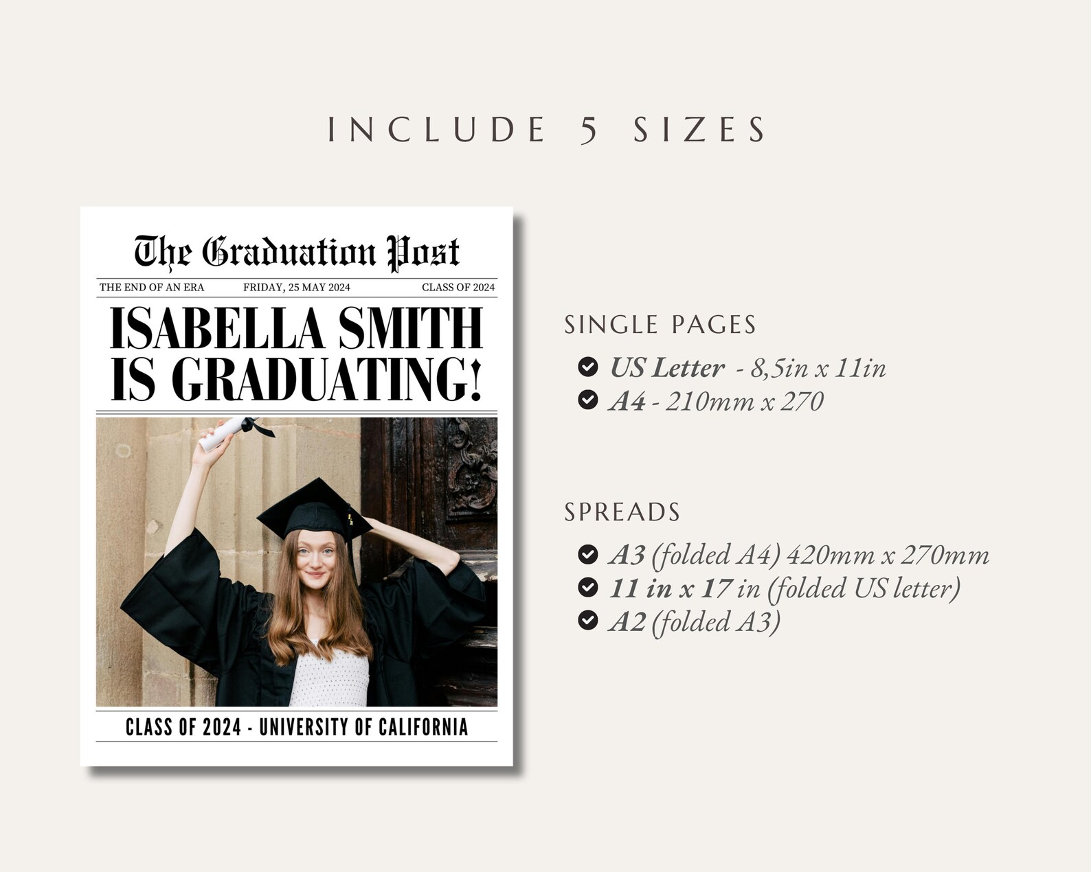 Graduation Newspaper Template, Newspaper Graduation Announcement ...