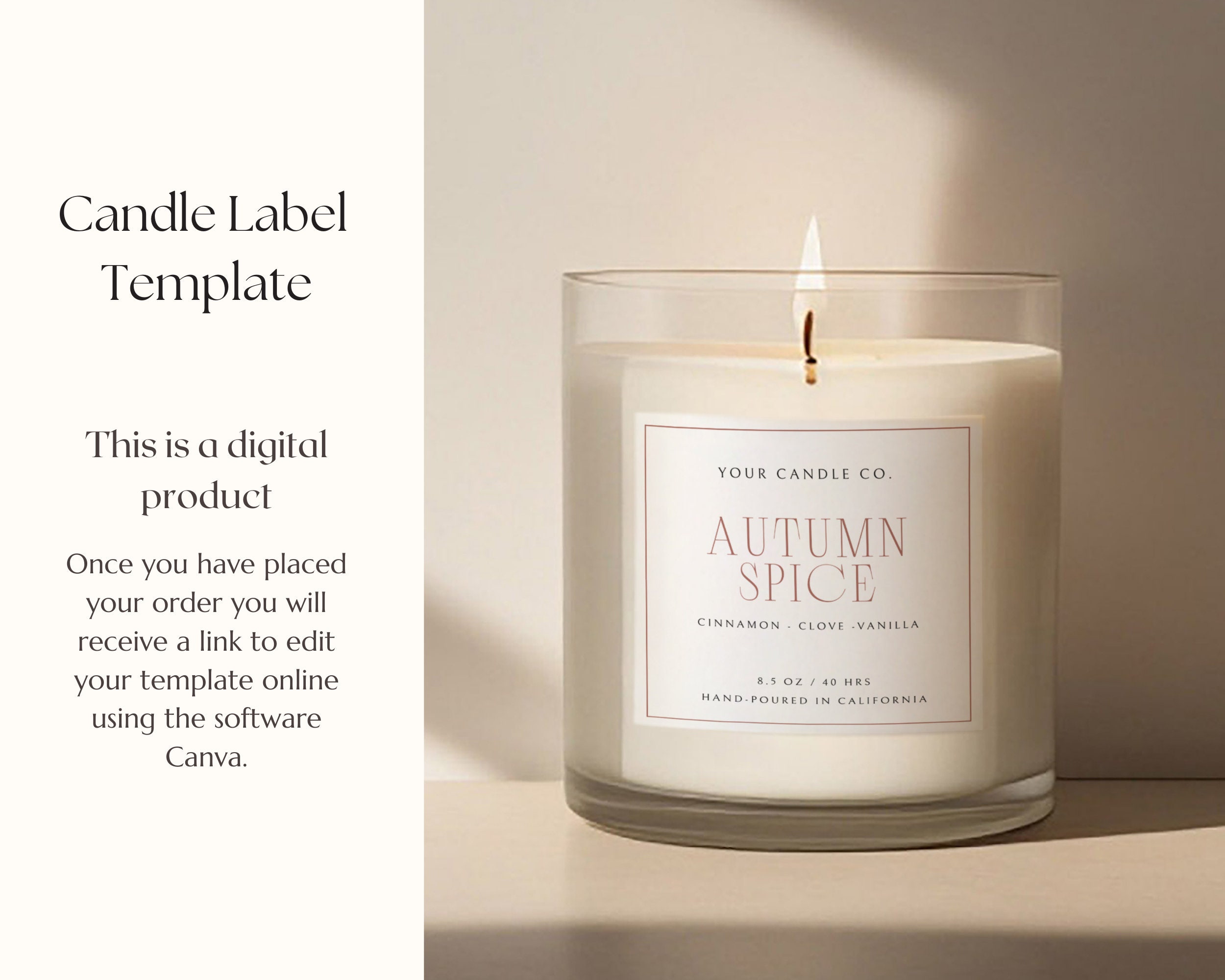 Modern Candle Label Template, Elegant Candle Label, Minimalist Candle ...