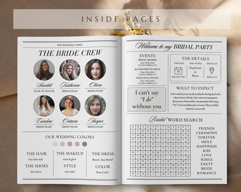 Bridesmaid Proposal Newspaper Template, Flower Bouquet Wrap (digital ...