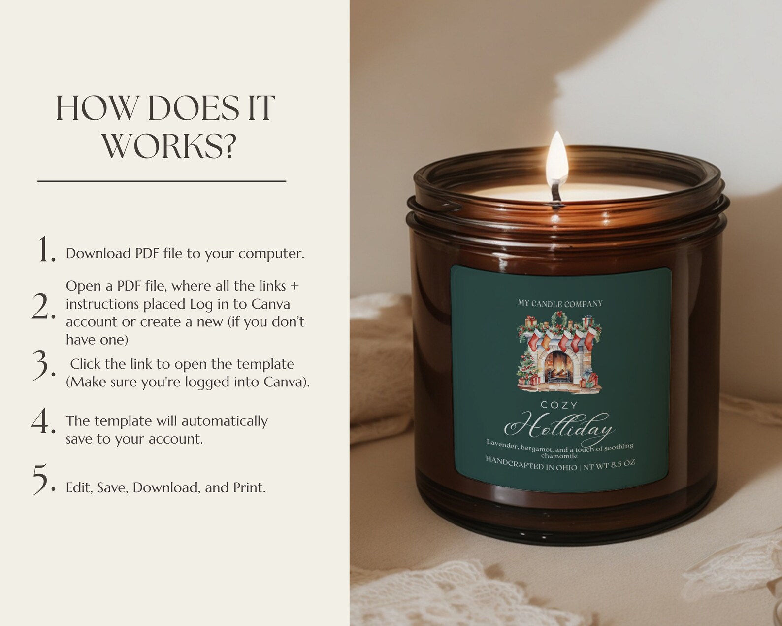 Christmas Candle Label Template, Vintage Christmas Candle, Holidays ...