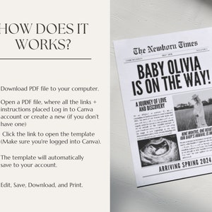 Large Newspaper Baby Announcement, Pregnancy Announcement Newspaper ...