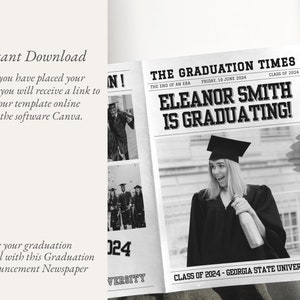 Graduation Newspaper Template, Newspaper Graduation Announcement, Class ...