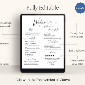 Airbnb Elegant Welcome Sign Template, Airbnb Sign Template, Airbnb ...
