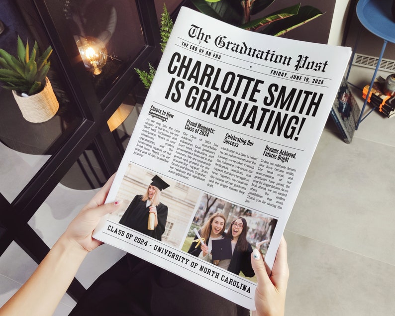 Graduation Newspaper Template, Newspaper Graduation Announcement, Class ...