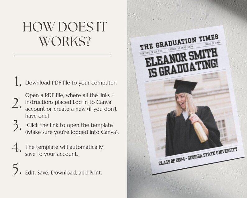 Graduation Newspaper Template, Newspaper Graduation Announcement, Class ...