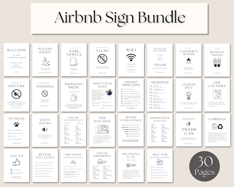 Airbnb Sign Bundle Template Airbnb Welcome Sign Airbnb Host - Etsy