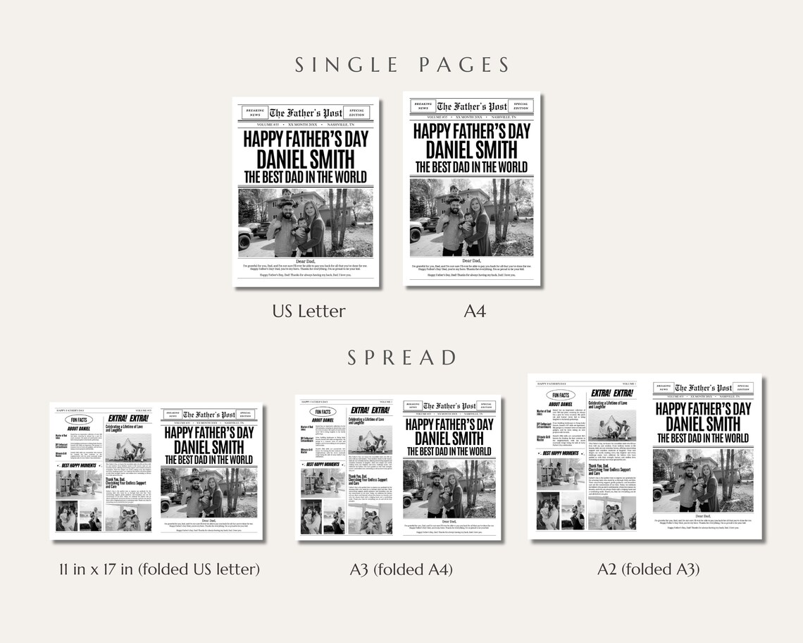 Fathers Day Newspaper, Personalized Gifts for Dad, Gift From Daughter ...