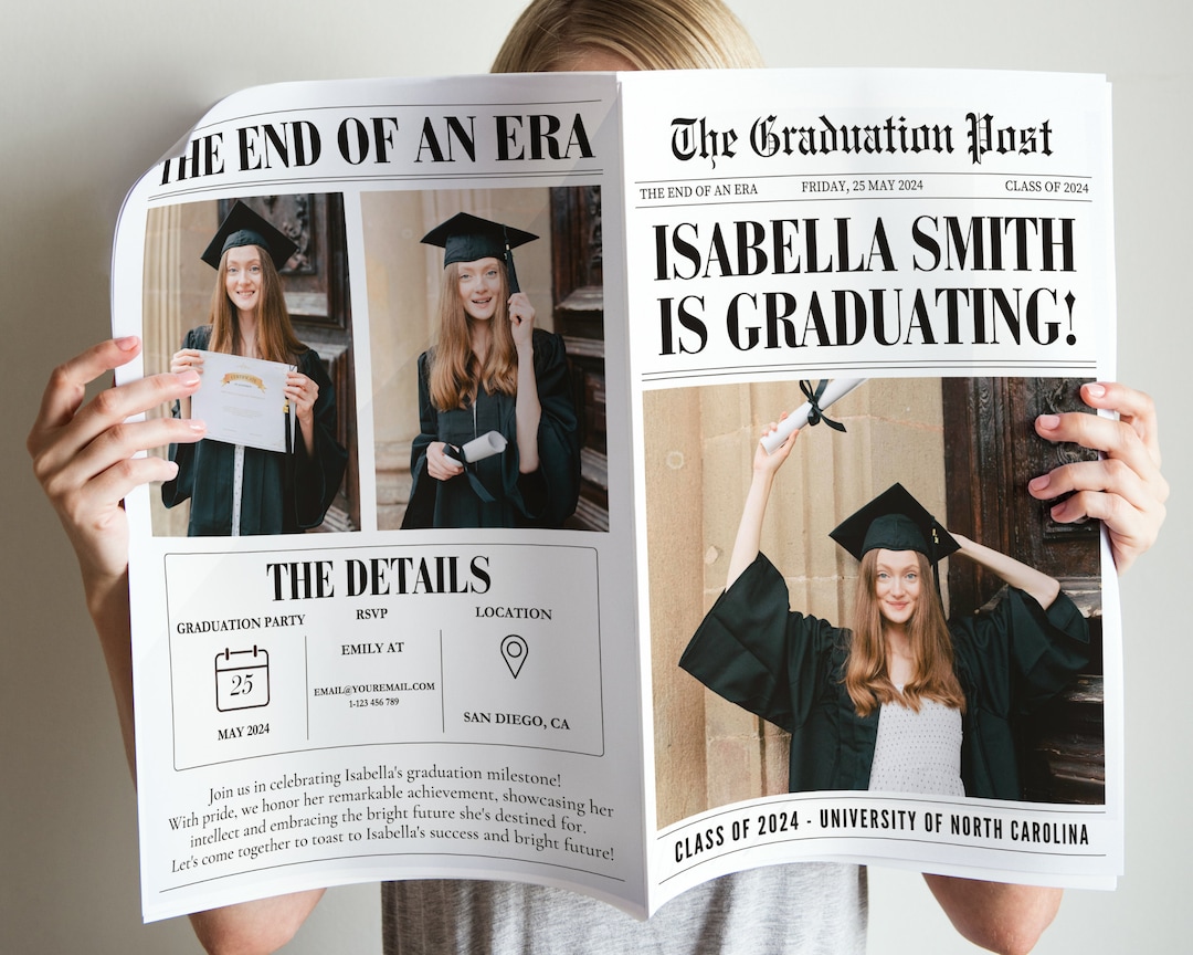 Graduation Newspaper Template, Newspaper Graduation Announcement ...