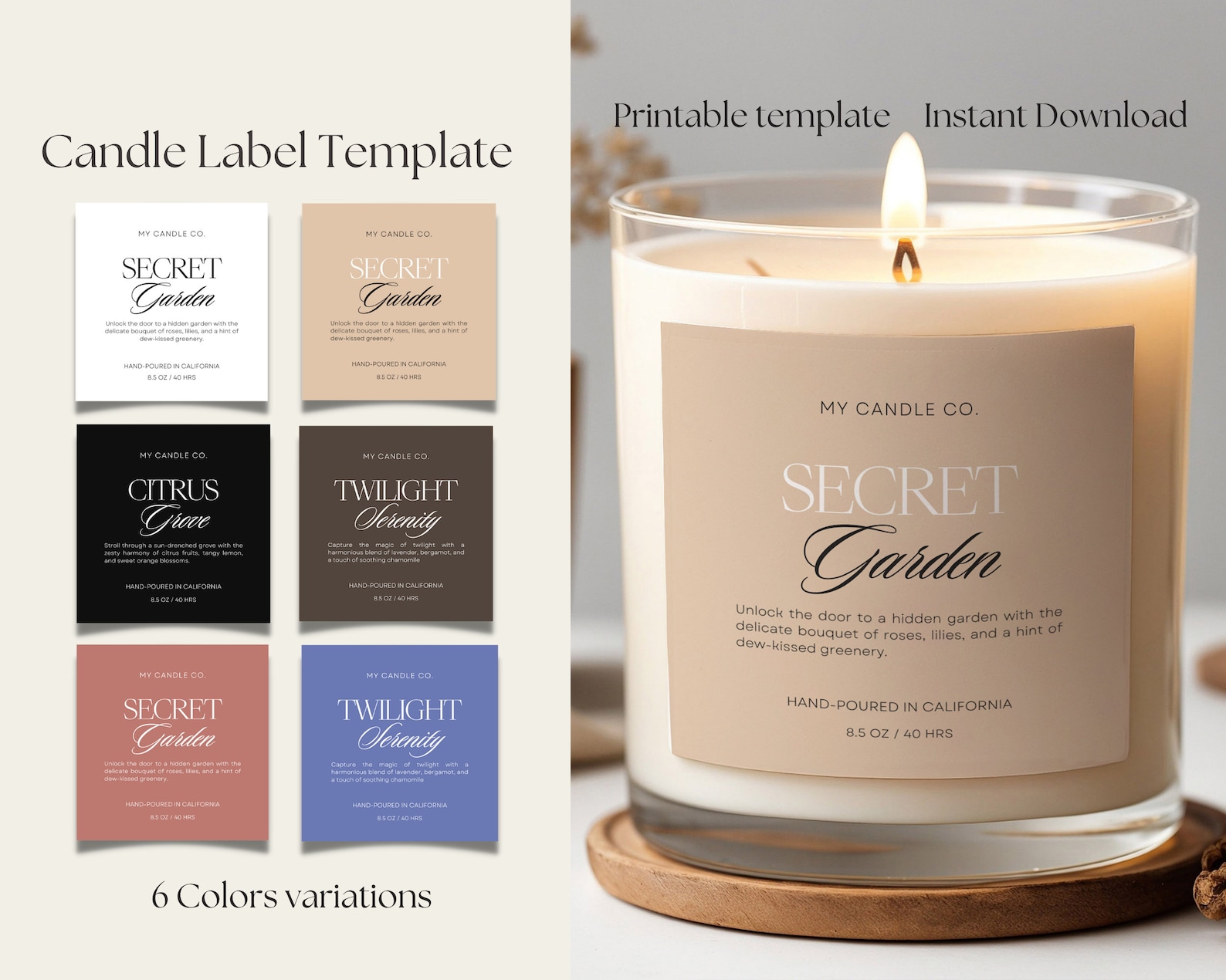 Modern Candle Label Template, Minimalist Candle Label, Elegant Candle ...