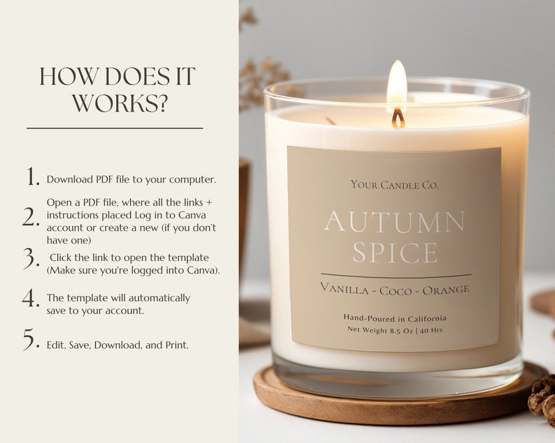 Elegant Candle Label Template, Modern Candle Label, Custom Candle ...