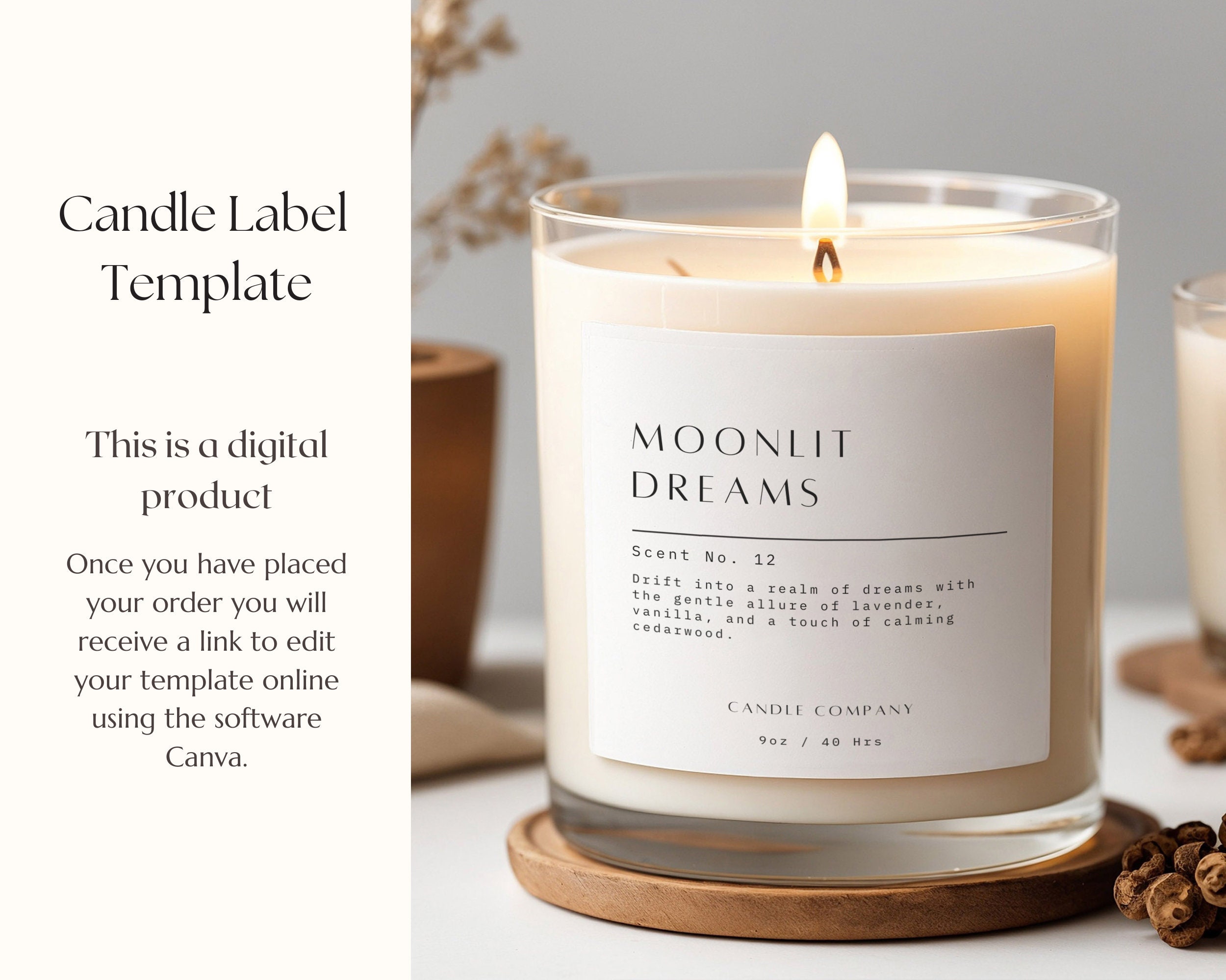 Minimalist Candle Label Template, Modern Candle Label, Custom Candle ...