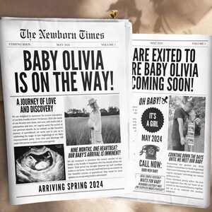 Large Newspaper Baby Announcement, Pregnancy Announcement Newspaper ...