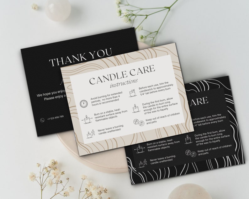 Editable Candle Care Card Template, Candle Care Instructions, Safety ...