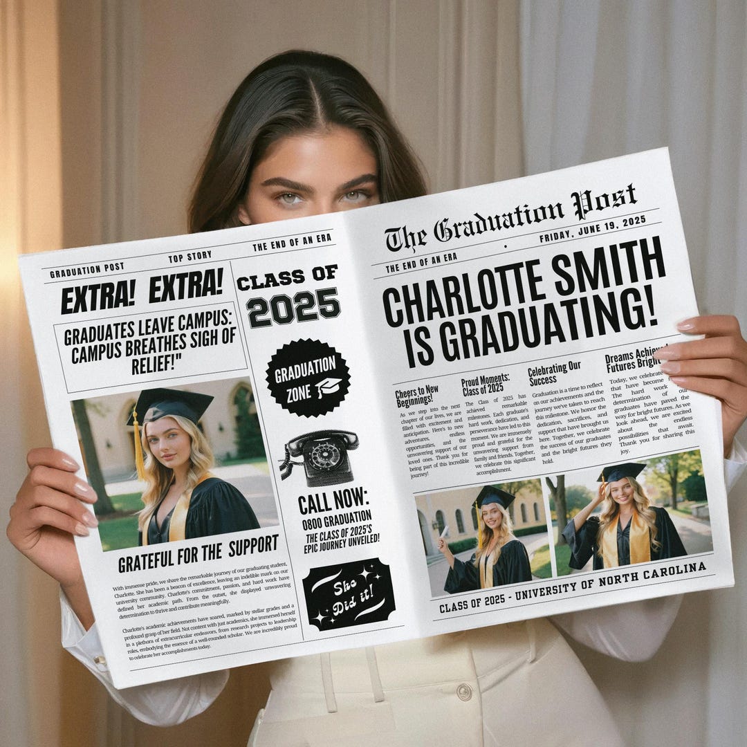 Graduation Newspaper Template, Newspaper Graduation Announcement, Class ...